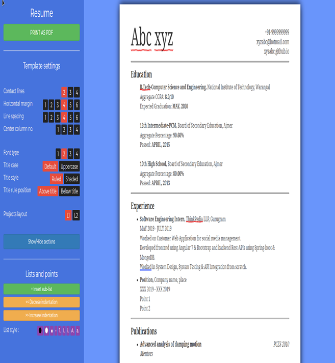 GitHub - badalsharmaa/Resumes-Builder-Website: Building resume with using this website