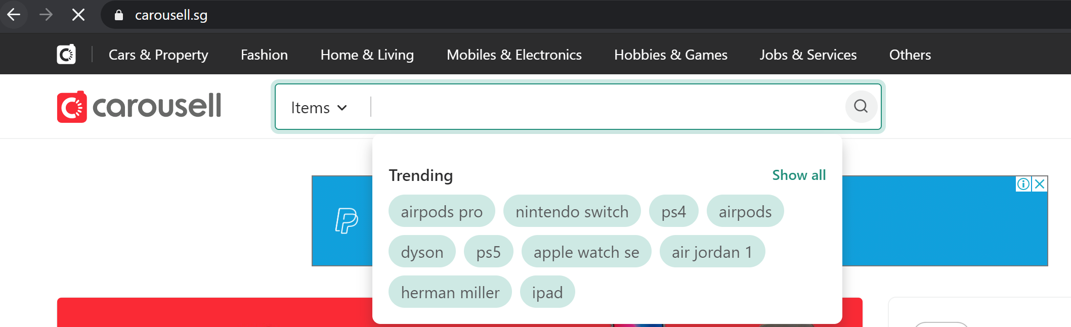 Clicking the search bar at www.carousell.sg makes the entire website blank. · Issue #1241 ...