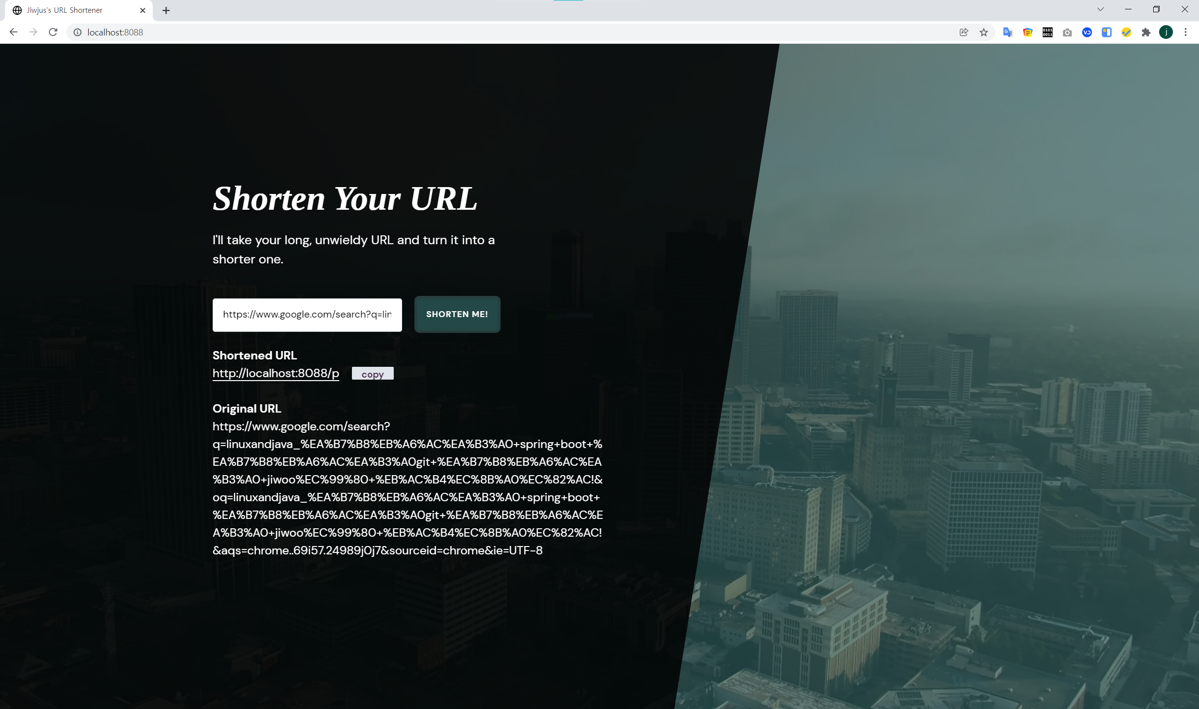 GitHub - jiwoo-jus/URL-Shortening-Service: URL을 입력받아 짧게 줄여주고, Shortening된 URL을 입력하면 원래 URL로 ...