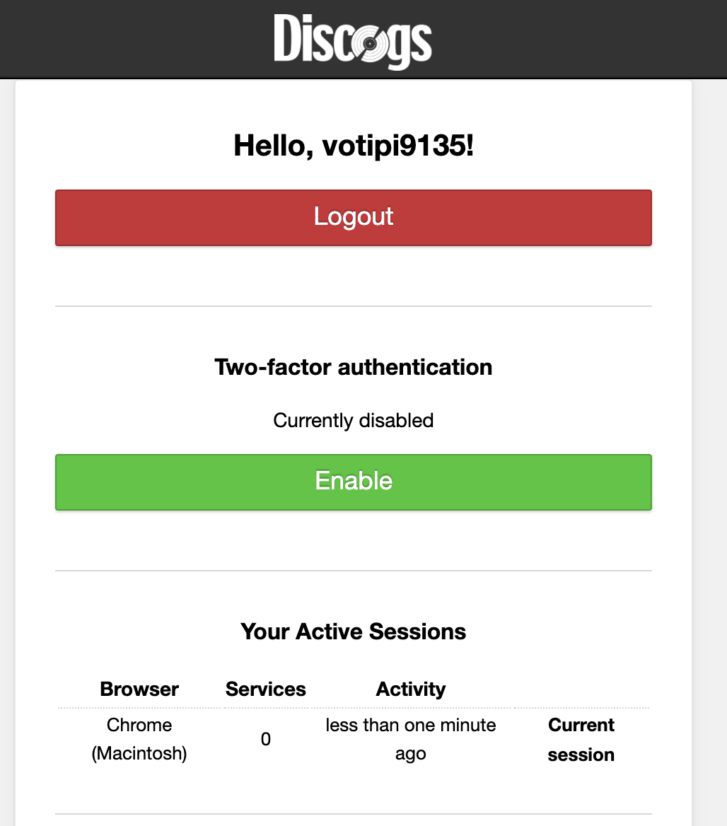 Add Discogs · Issue #5204 · 2factorauth/twofactorauth · GitHub