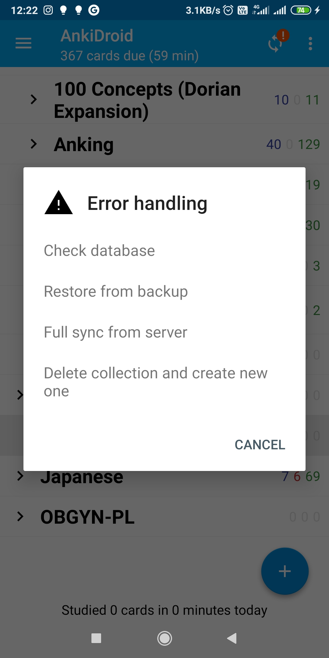 Consistently error appearing while syncing · Issue #7380 · ankidroid/Anki-Android · GitHub