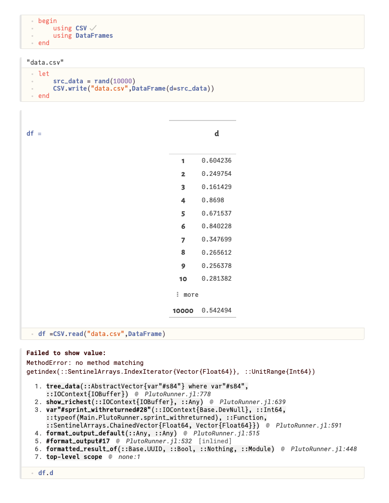 Pluto doesn't show dataframe contents when read from CSV.read · Issue #1378 · fonsp/Pluto.jl ...