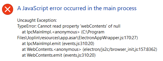 Error when closing Joplin · Issue #4570 · laurent22/joplin · GitHub