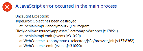 Error when closing Joplin · Issue #4570 · laurent22/joplin · GitHub