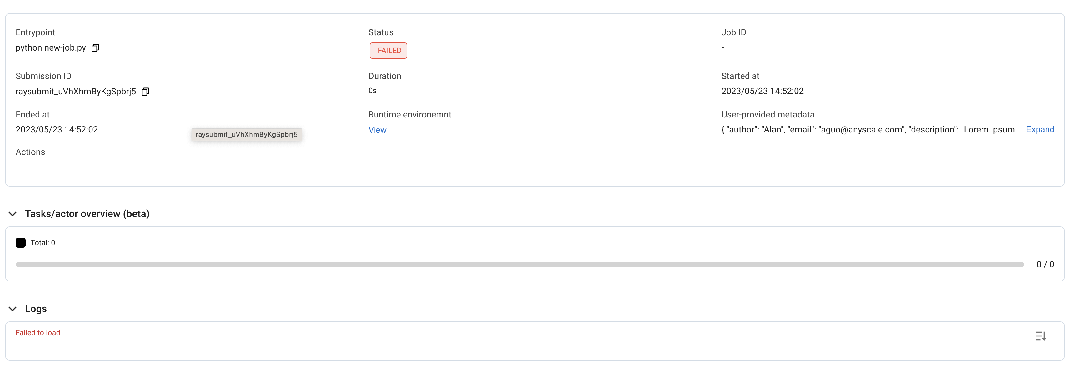 Dashboard Runtime Env Errors Using Job Submission Api Is Hard To Find · Issue 35685 · Ray 9839