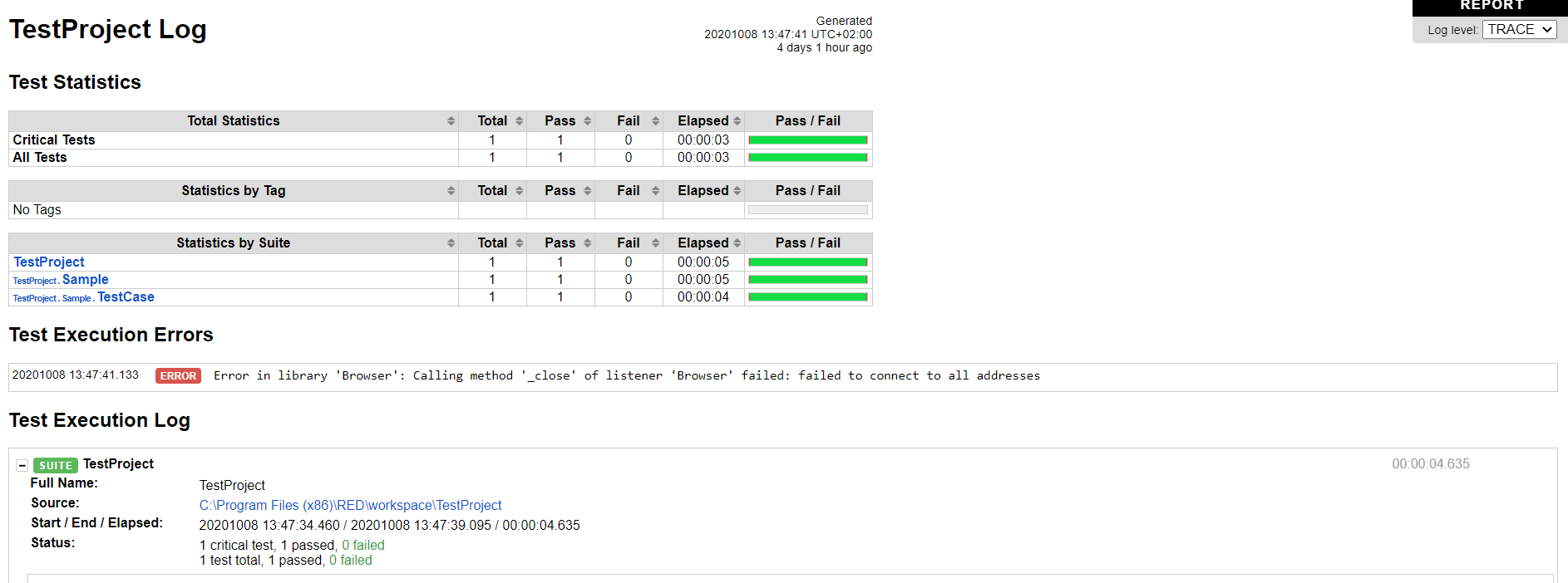 Connection Error In Log File When Using Datadriver With Browser Library · Issue 422 8434