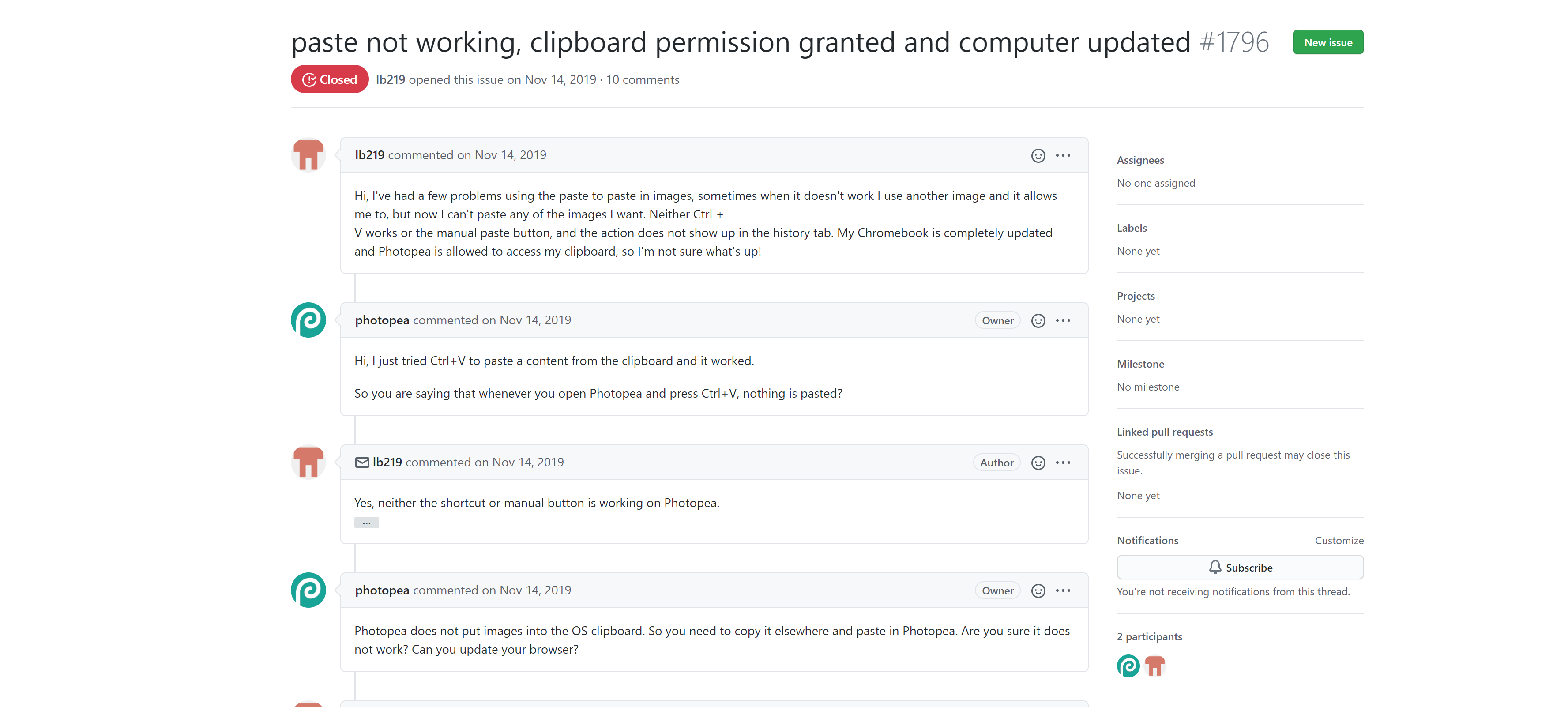 CONFIRMED ISSUE {paste not working, clipboard permission granted and computer updated} · Issue ...