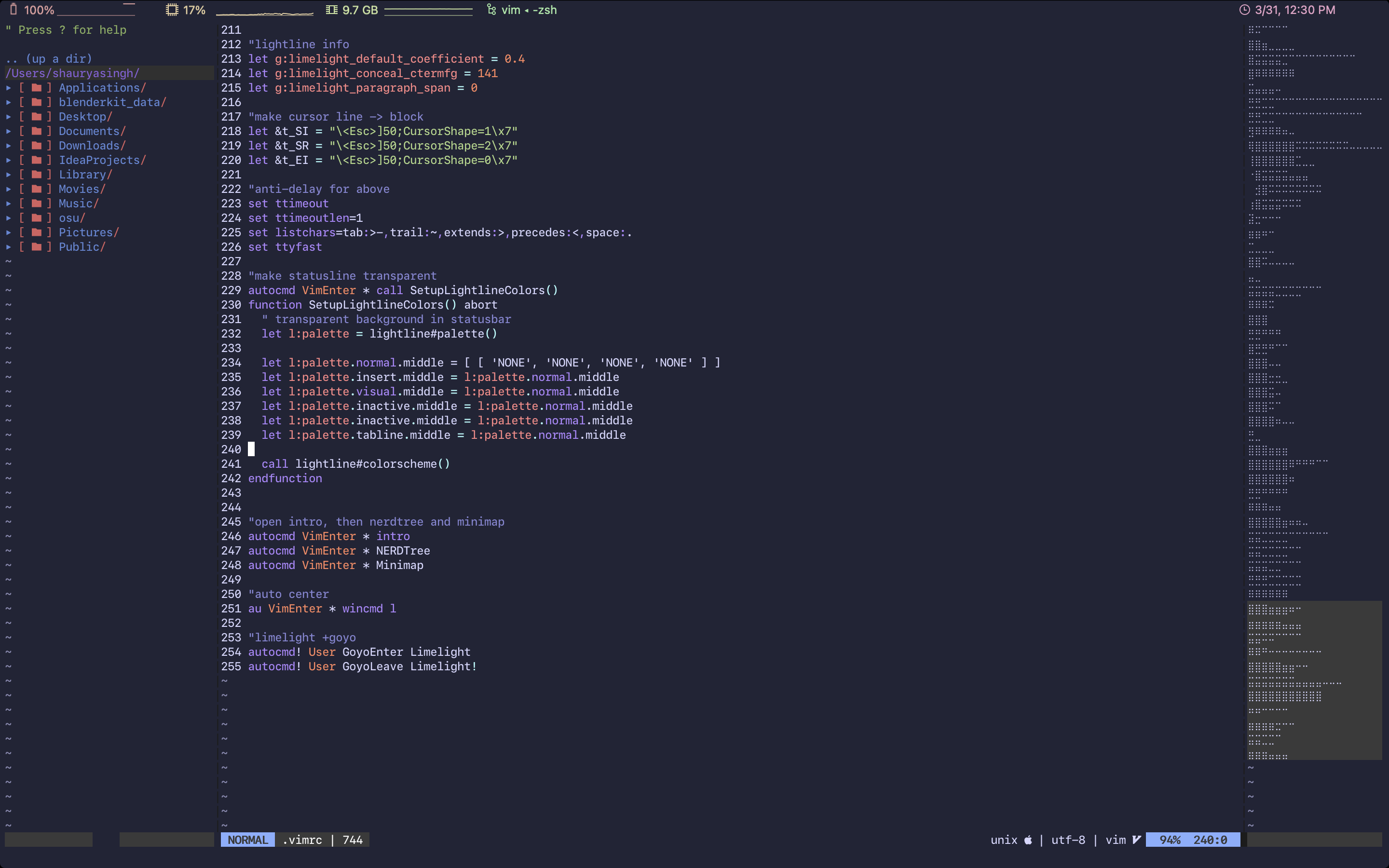 Change background color of status bar only (to make it match the background of the terminal ...