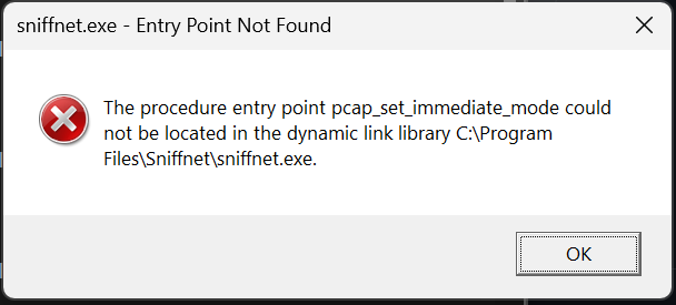 Entry Point pcap_set_immediate_mode could not be located · Issue #268 · GyulyVGC/sniffnet · GitHub