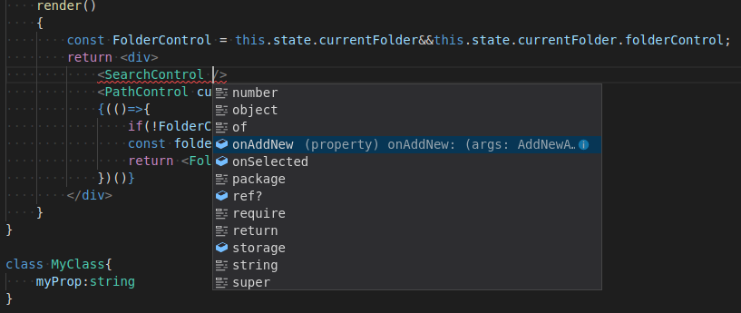 BUG: Autocomplete (IntelliSense) for TSX control properties displays ...