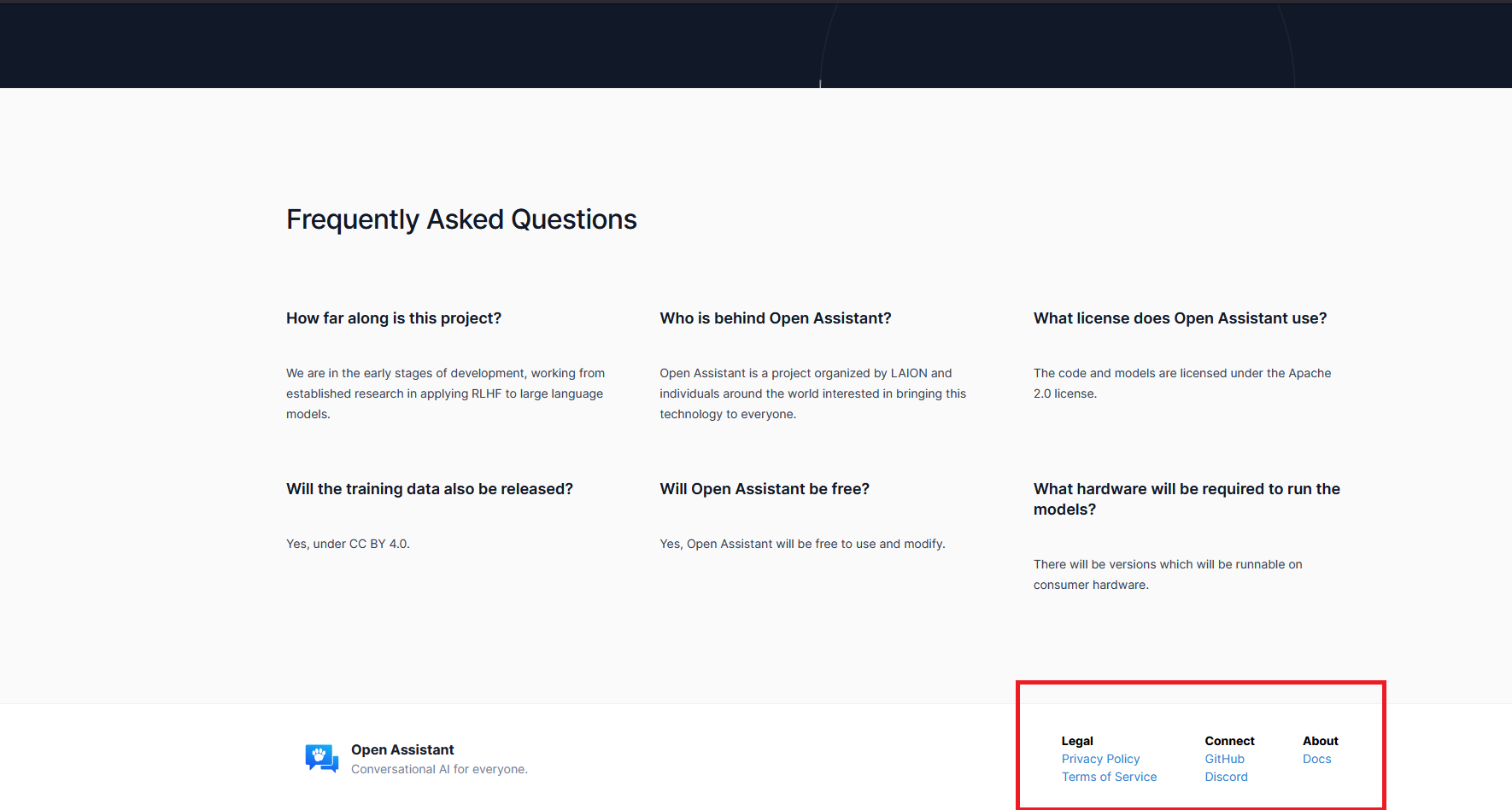 Add FAQ Link to the Footer · Issue #1667 · LAION-AI/Open-Assistant · GitHub
