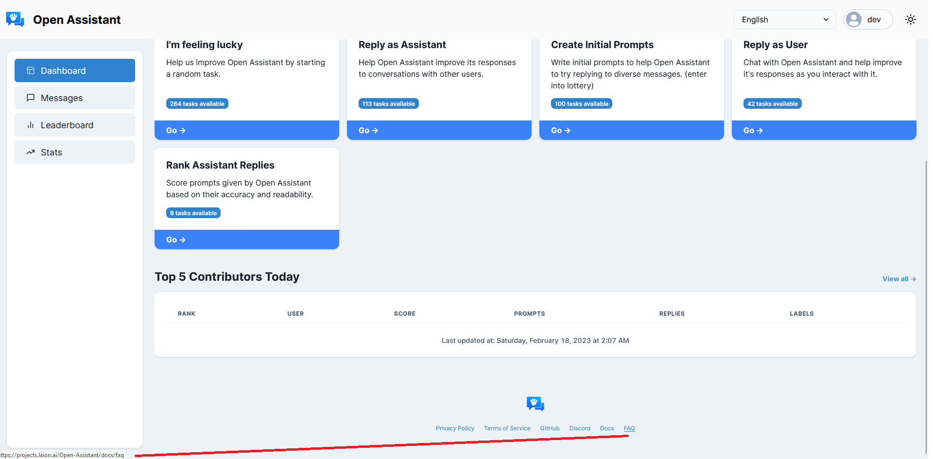 Add FAQ Link to the Footer · Issue #1667 · LAION-AI/Open-Assistant · GitHub