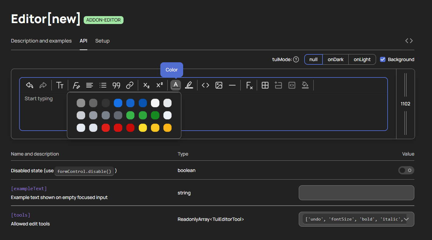 🚀 - Add TUI_EDITOR_DEFAULT_COLORS DI token for customizing editor ...