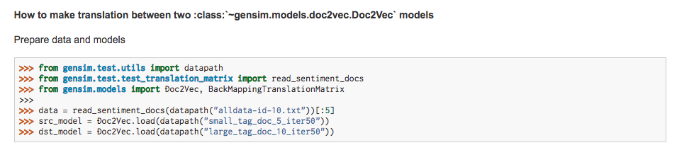 Fix nested inline markup in `translation_matrix.py` · Issue #2162 · piskvorky/gensim · GitHub