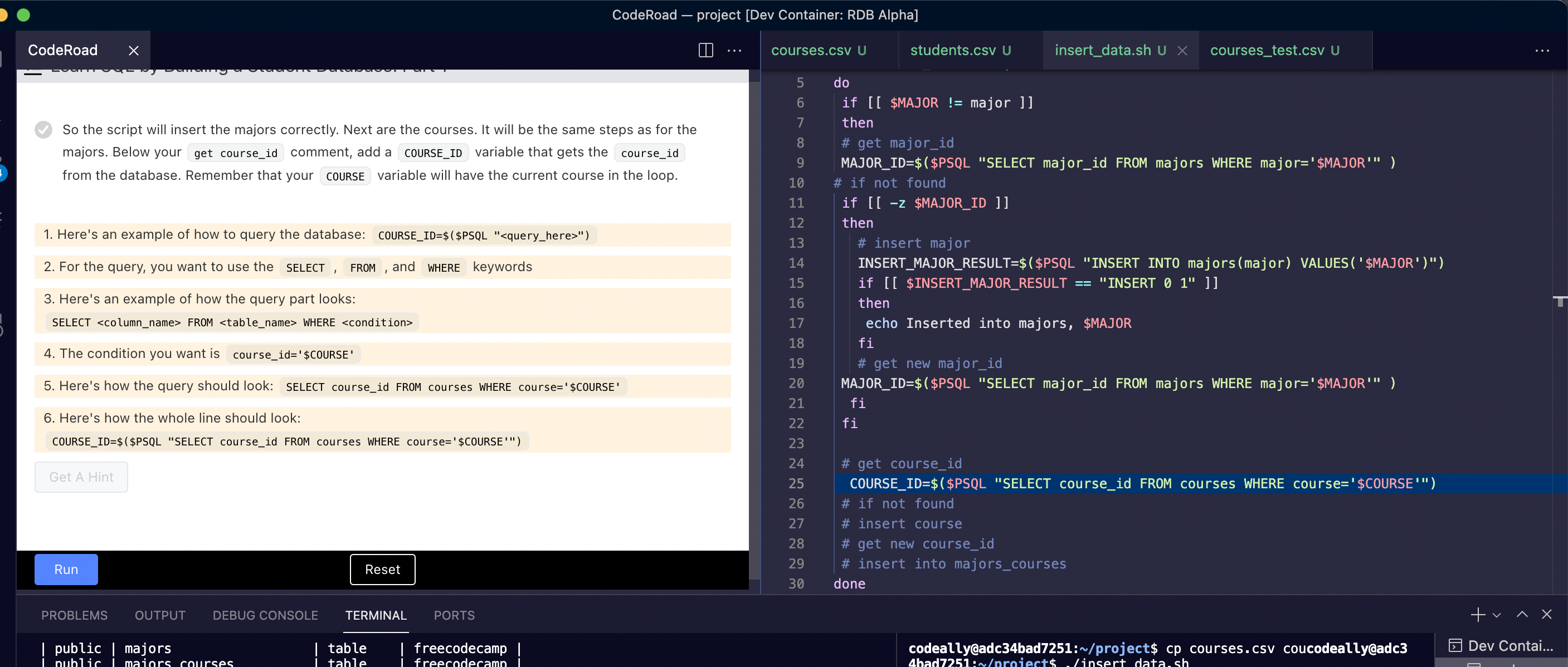 RDB-alpha Building a student database part 1 section 840.1 · Issue ...