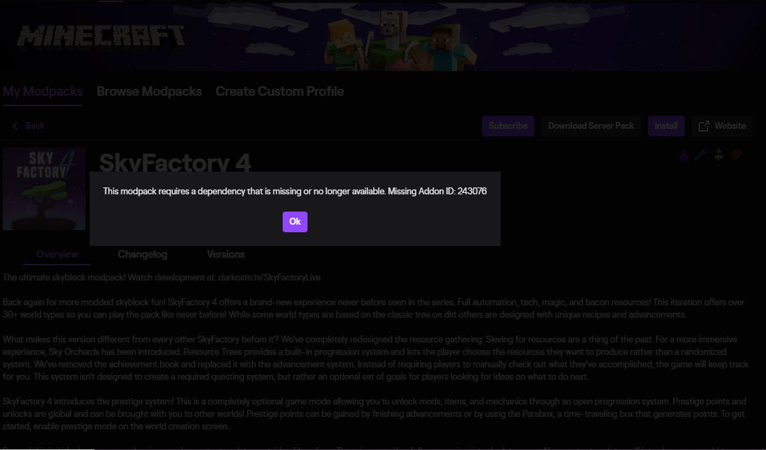 Missing dependency · Issue #1642 · DarkPacks/SkyFactory-4 · GitHub