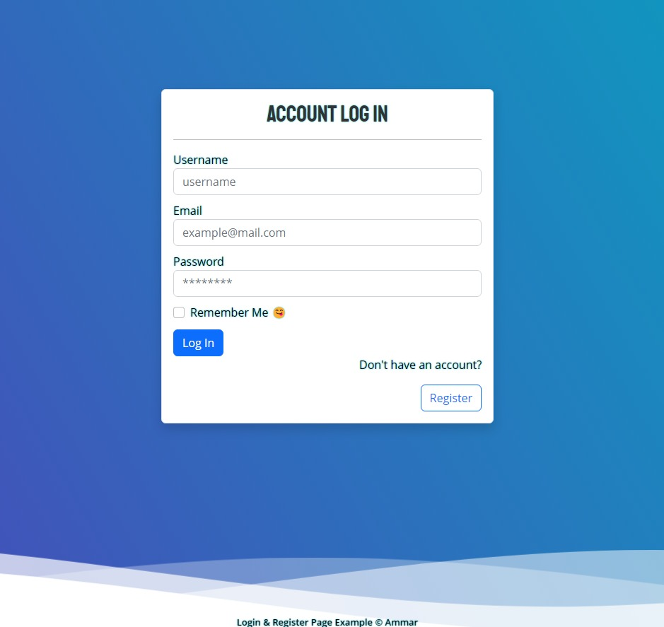 GitHub - SuperAmmar77/Login-Register-Page: Example of a Login and ...