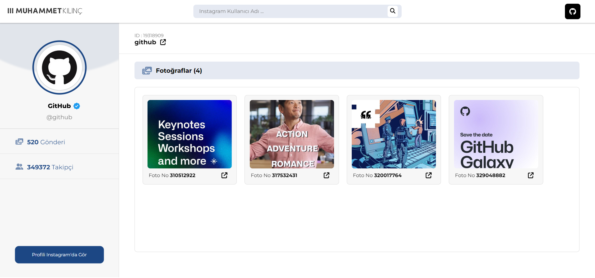 GitHub - muhammetkilinc/PHP-ile-Instagram-API: Instagram'daki kullanıcıların ID'sini, profilini ...