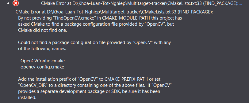 Configure CMakeLists problem · Issue #287 · Smorodov/Multitarget-tracker · GitHub