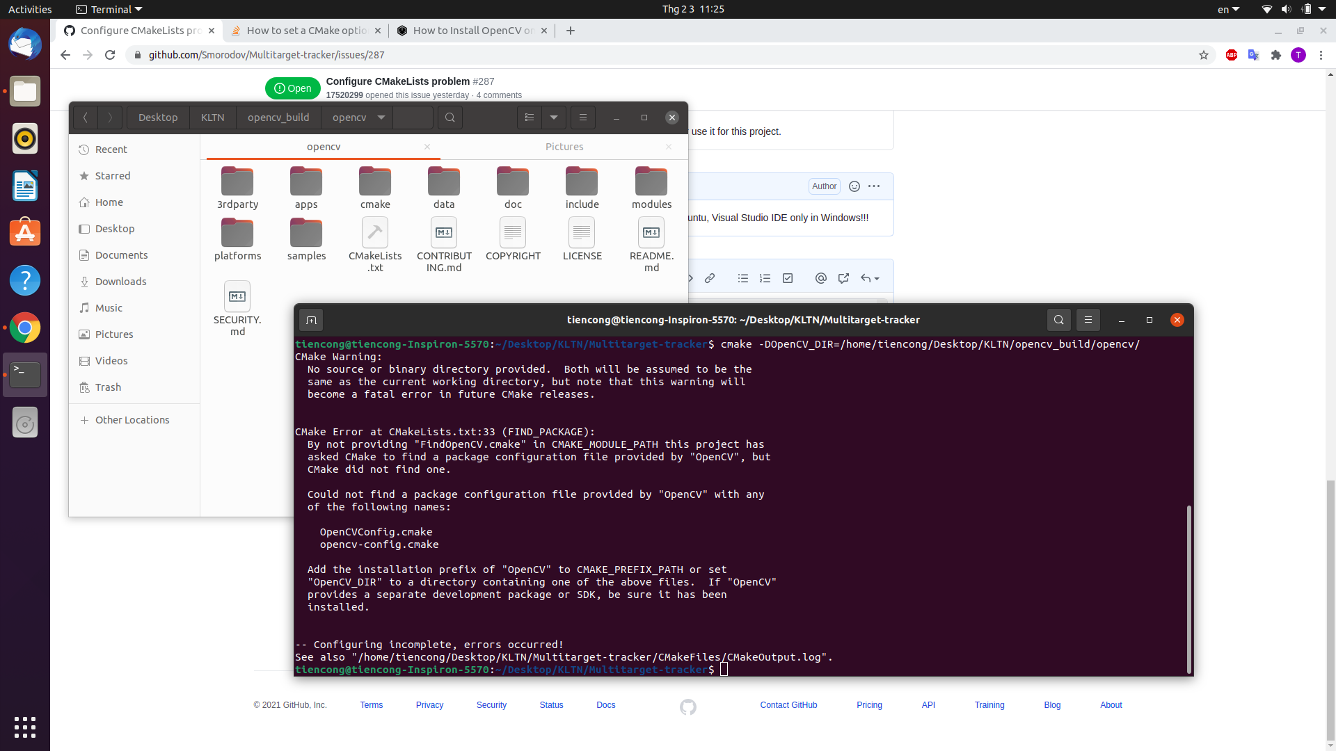 Configure CMakeLists problem · Issue #287 · Smorodov/Multitarget-tracker · GitHub