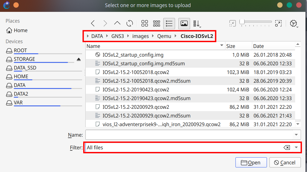 Gns3 Gui Does Not Detect Images By Default When Trying To Upload Them In The Image Manager Gns3 2454