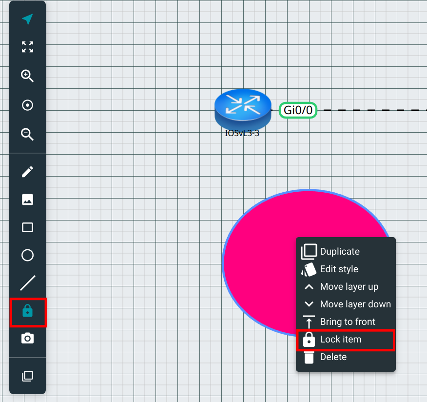 Lock or unlock all items button does not reflect the nodes status on the web-ui workspace GNS3 3 ...