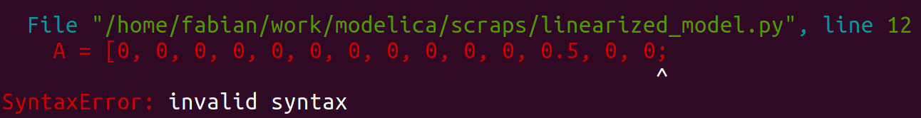 The function linearize() produces a Python file not written in a valid ...