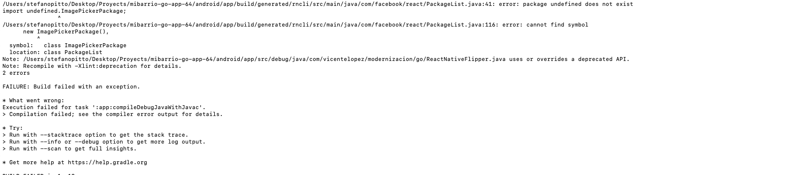 [🐛] Undefined Package When Building App [android] · Issue 2180 · React