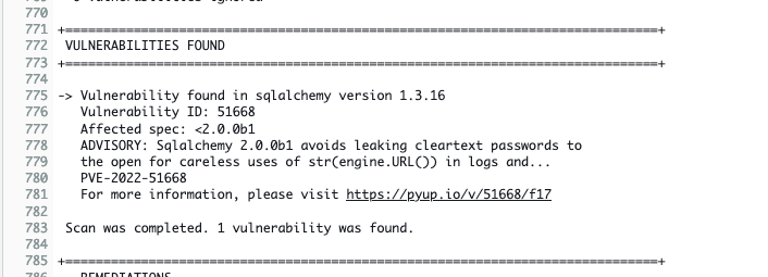 Safety check fails for SQLalchemy
