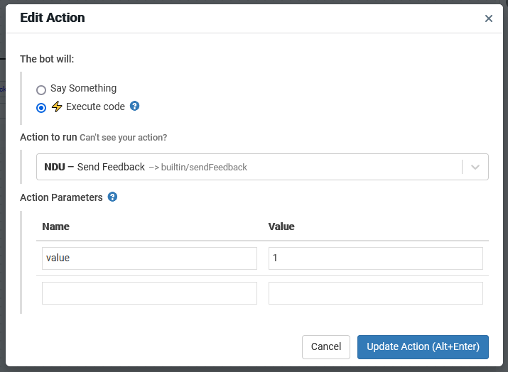 [BUG] Built-In Function sendFeedback doesn't work · Issue #1473 · botpress/v12 · GitHub