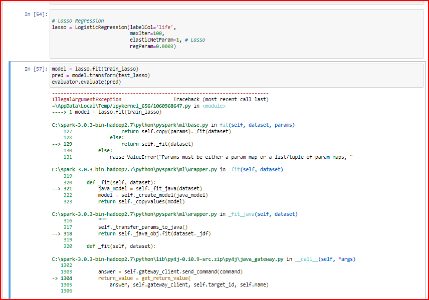 LASSO REGRESSION WITH PYSPARK Error · Issue #1585 · microsoft/SynapseML · GitHub