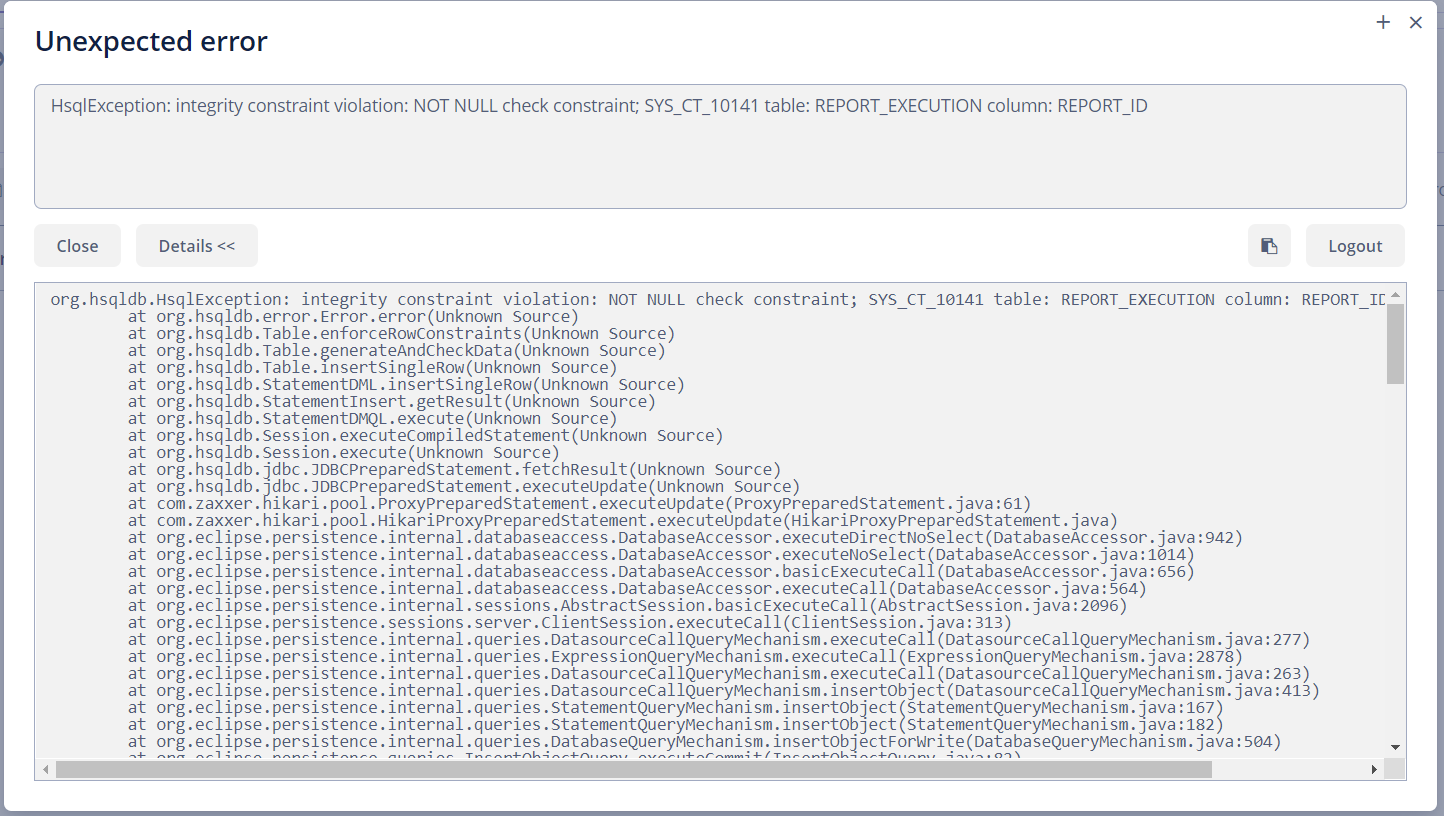 Report run fails in the wizard if filling the execution history is enabled · Issue #169 · jmix ...