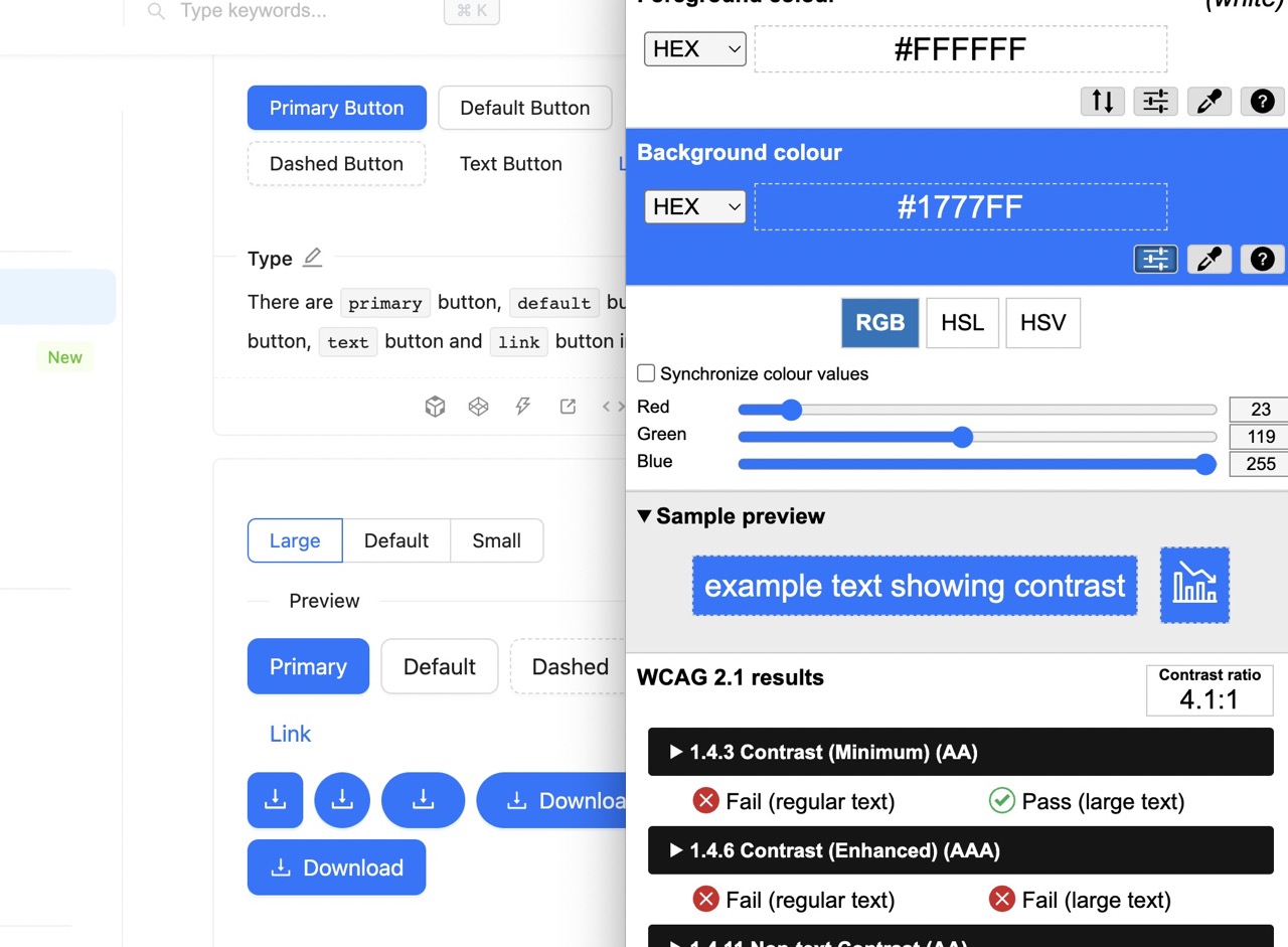 Accessibility - button colour does not pass colour contrast checks · Issue #45144 · ant-design ...