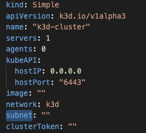 [BUG] Failed to create cluster with empty fields in k3d.yaml · Issue #790 · k3d-io/k3d · GitHub