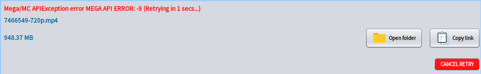 Mega/MC APIException error MEGAAPI ERROR: -9 · Issue #602 · tonikelope/megabasterd · GitHub