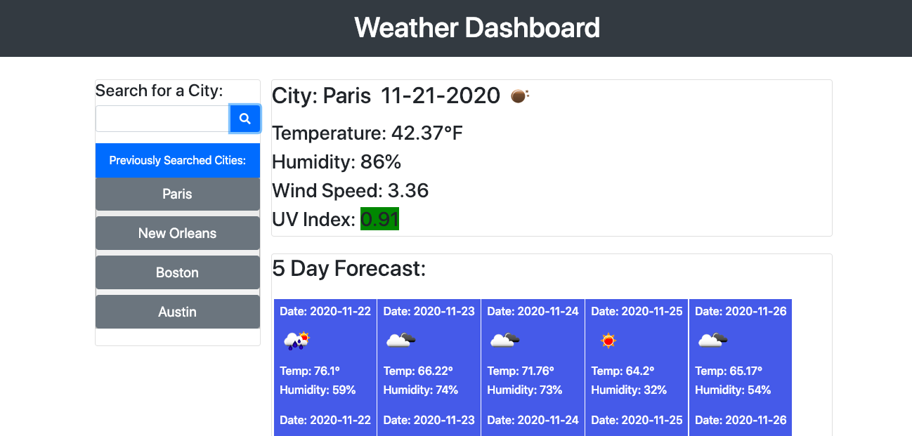 GitHub - ggfalloon/WeatherDashboard: A weather dashboard application ...