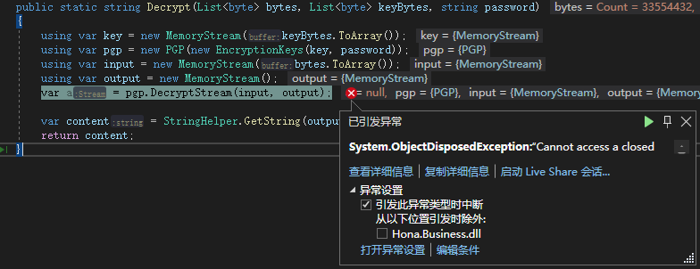 Got an exception of: Cannot access a closed Stream. · Issue #169 · mattosaurus/PgpCore · GitHub