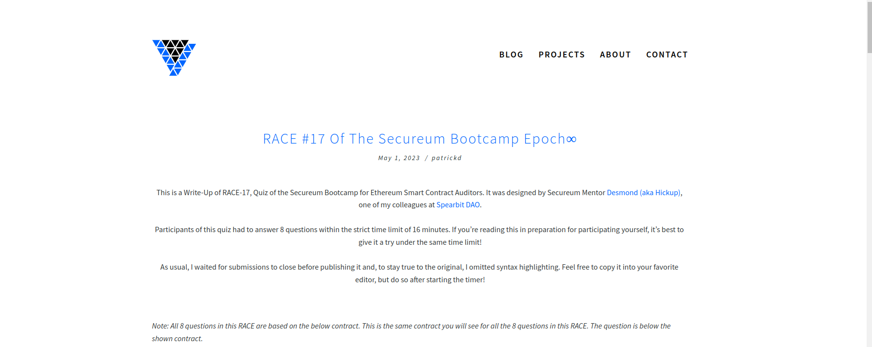 GitHub - 0xumarkhatab/Secureum-Races