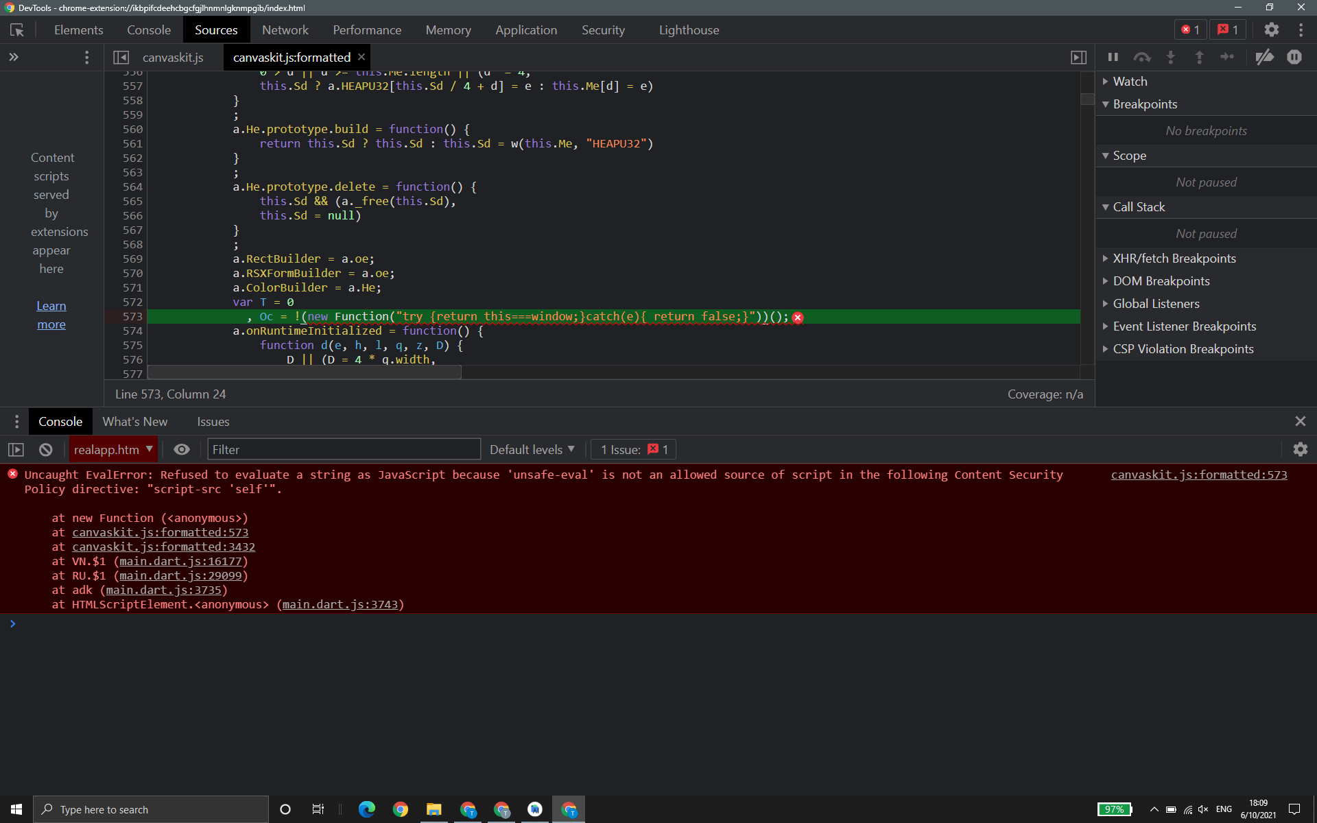 Cannot Create Chrome Extensions Using Flutter With Canvaskit Due To Csp Violation · Issue 84288