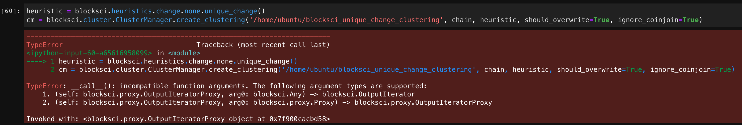Clustering with change.none.unique_change raises TypeError Pythonm · Issue #440 · citp/BlockSci ...