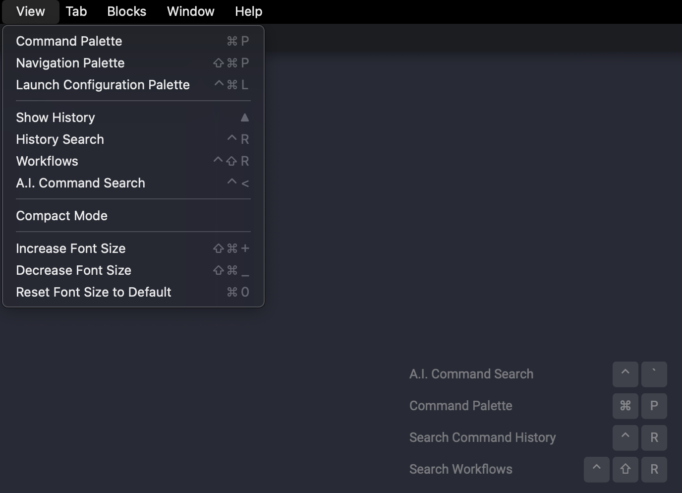 Wrong shortcut displayed for A. I. Command Search · Issue #1750 · warpdotdev/Warp · GitHub