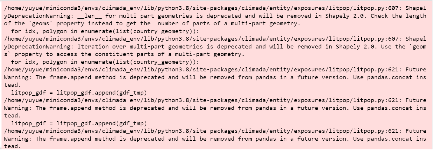 Repeated FutureWarning and no output in the 5. block of the Litpop tutorial · Issue #402 ...