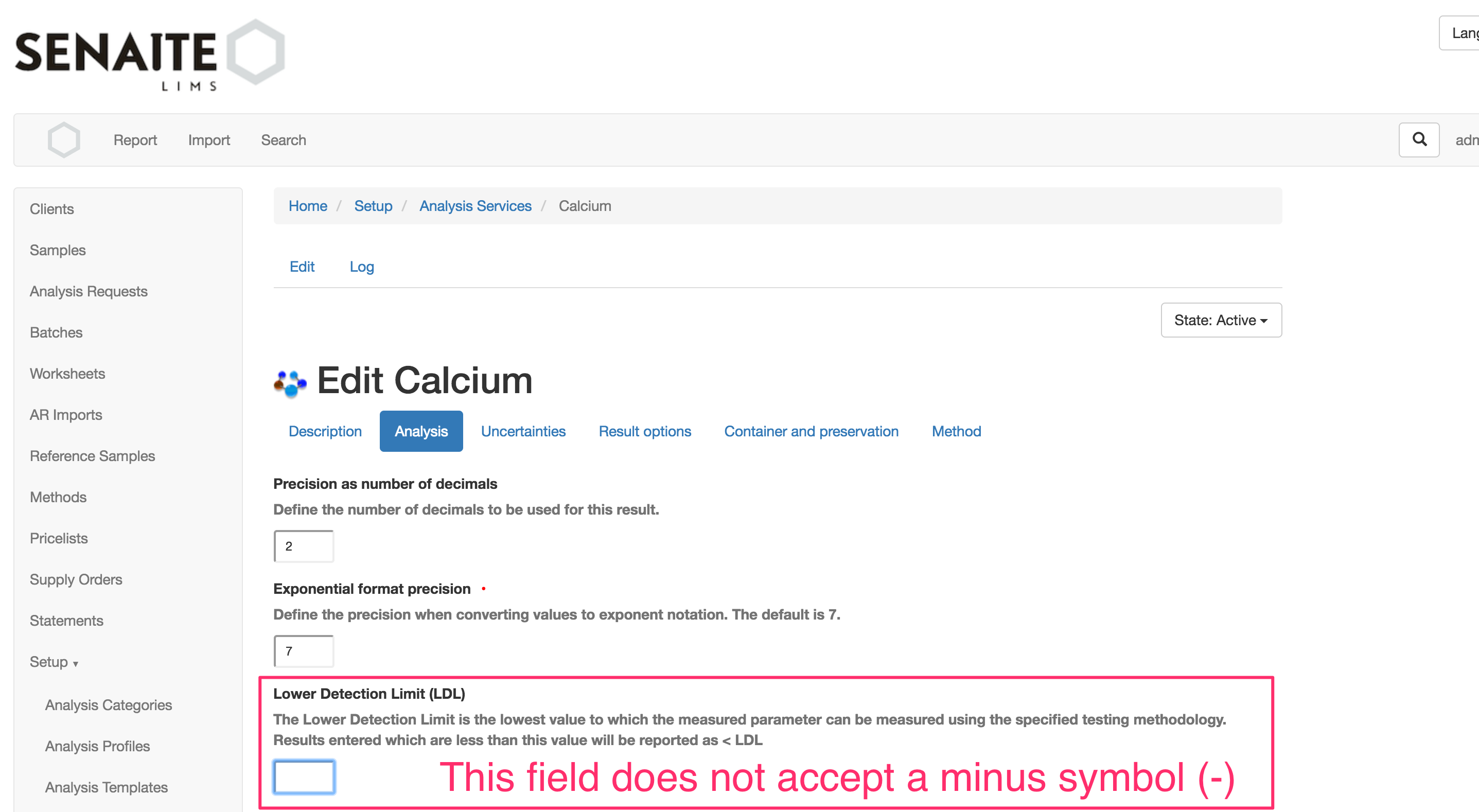 Analysisservice: Can not add negative LDL · Issue #543 · senaite/senaite.core · GitHub