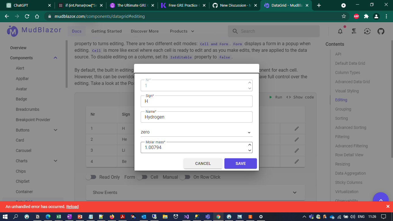 Issue in Mud gird edit mode · MudBlazor MudBlazor · Discussion #7007 · GitHub