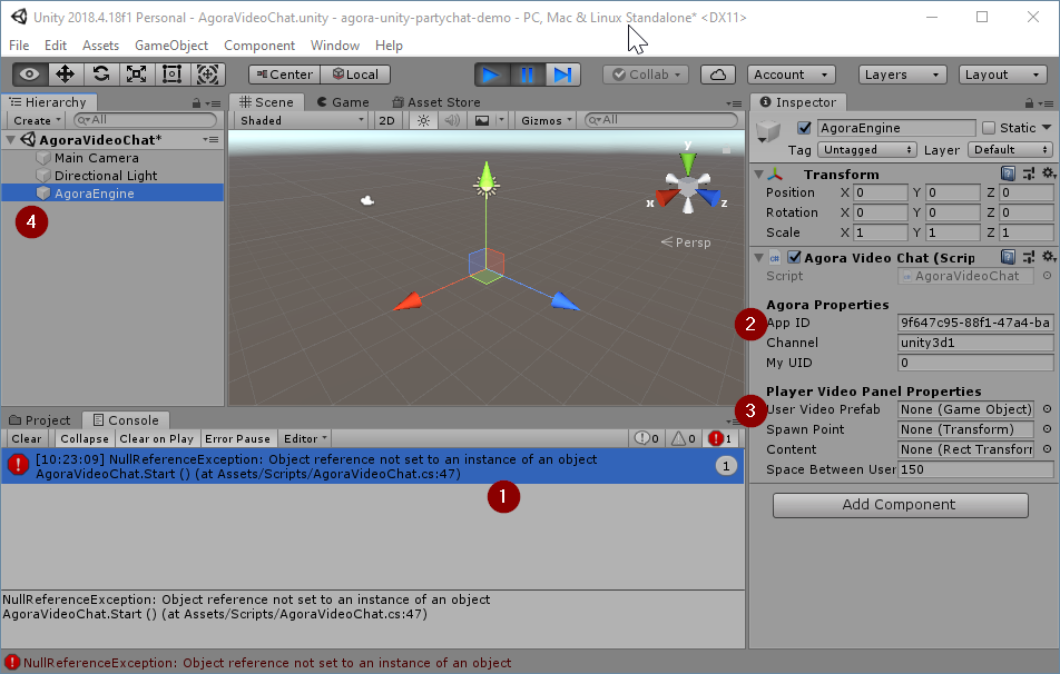 NullReferenceException on startup · Issue #1 · AgoraIO-Community/agora-unity-partychat-demo · GitHub