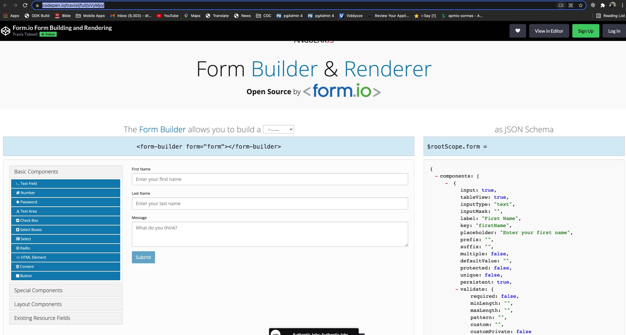 Flexible form builder component based on existing JSON forms and ability to create, duplicate ...
