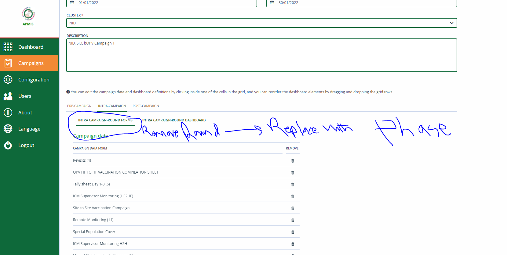 Change Campaign-round to Campaign Phase in campaign creation list · Issue #106 · AFG-Polio-Data ...