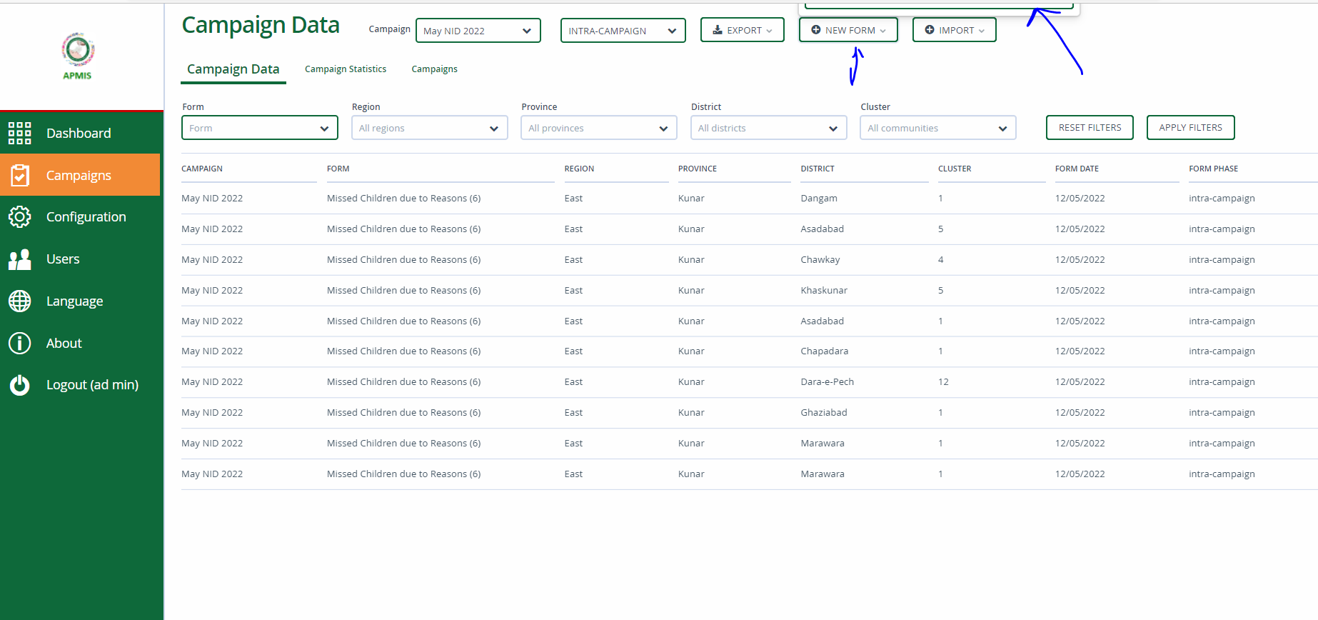 Dropdown on new form drops up · Issue #152 · AFG-Polio-Data/APMIS-Project · GitHub