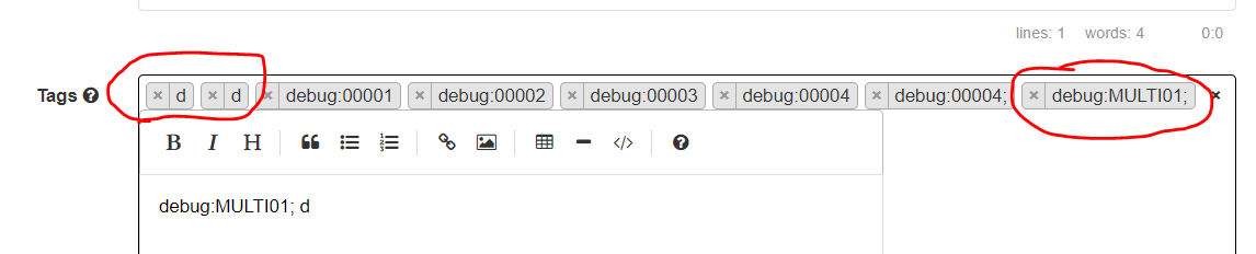 Adding a new tag(s) in product, with Markdown field, falls in a duplication of the existing ...