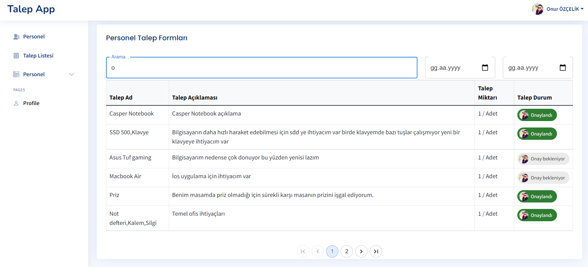 GitHub - ozclkonurcan/talepApp: Basit Talep Uygulaması
